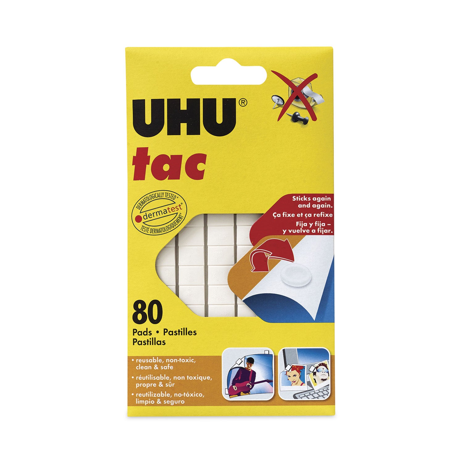 Tac Adhesive Putty, Pliable and Reusable, 2.1 oz, 80/Pack